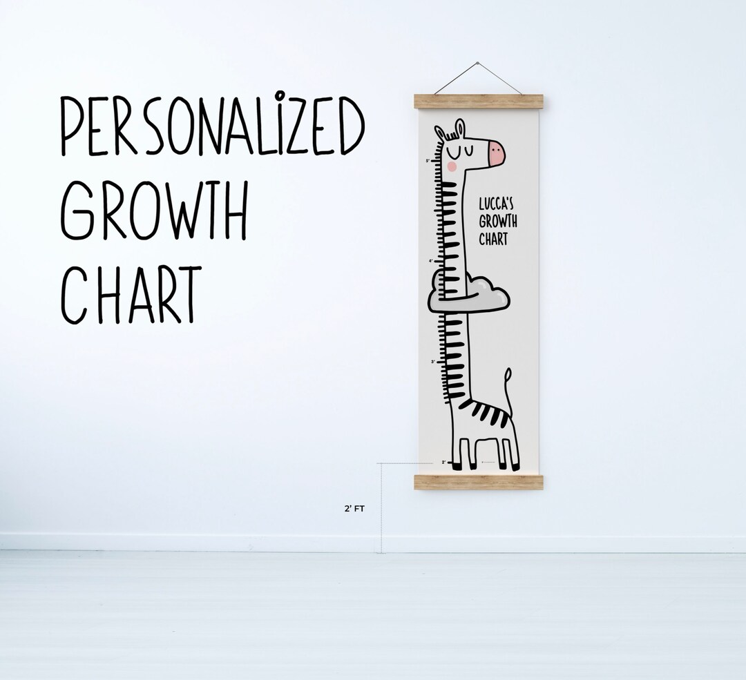 Zebra Growth Chart. Safari Animals Canvas Height Chart. Personalized ...