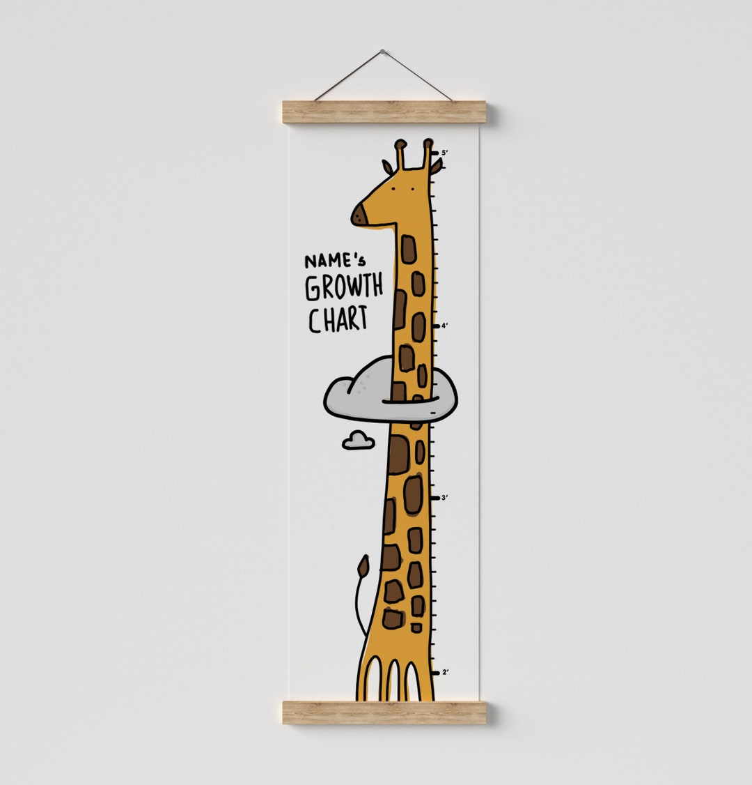 Giraffe Growth Chart for Kids. Personalized Canvas Height Chart for ...