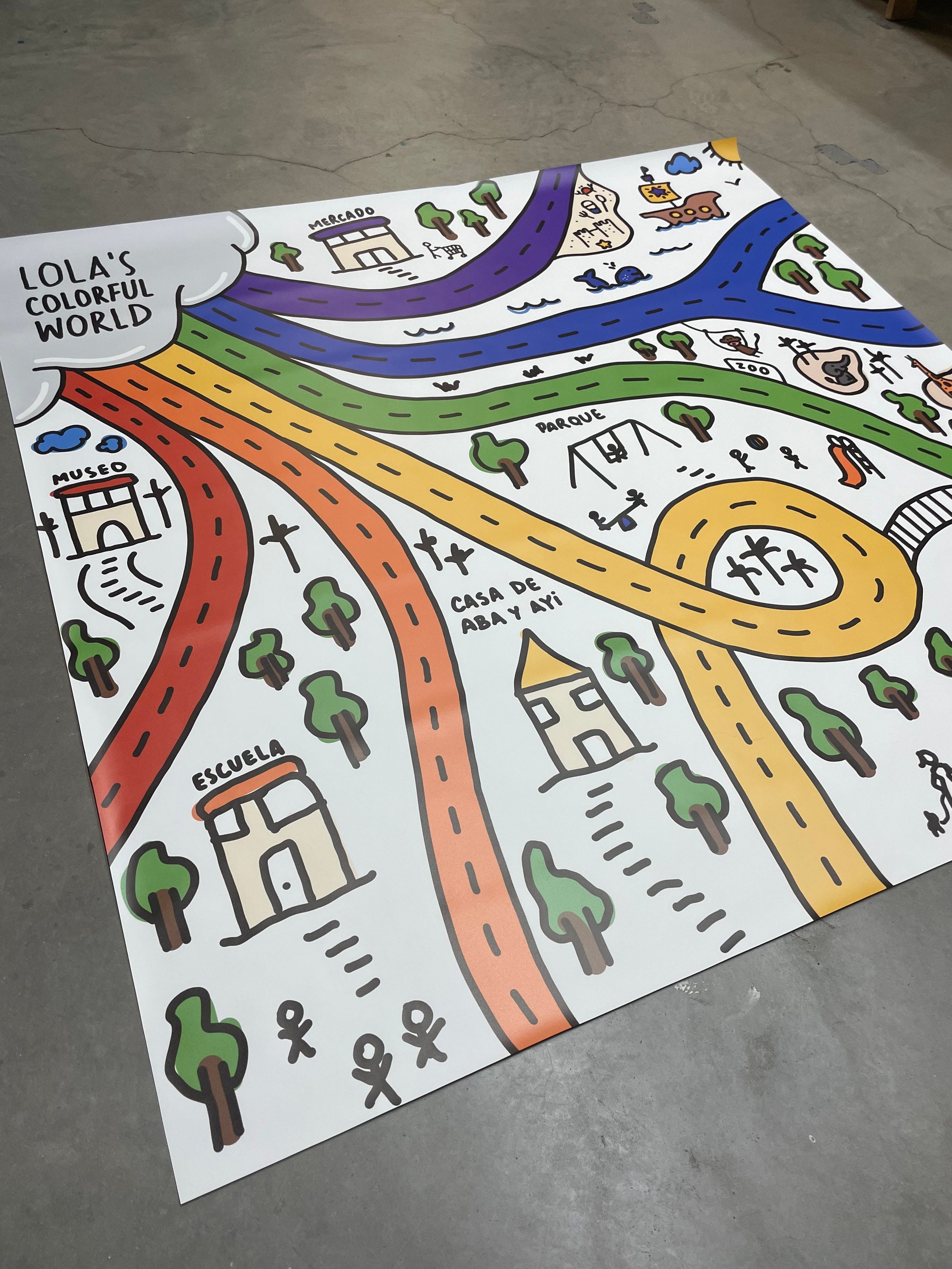 Personalized Colorful World Play Mat for Girls Rainbow City - Etsy