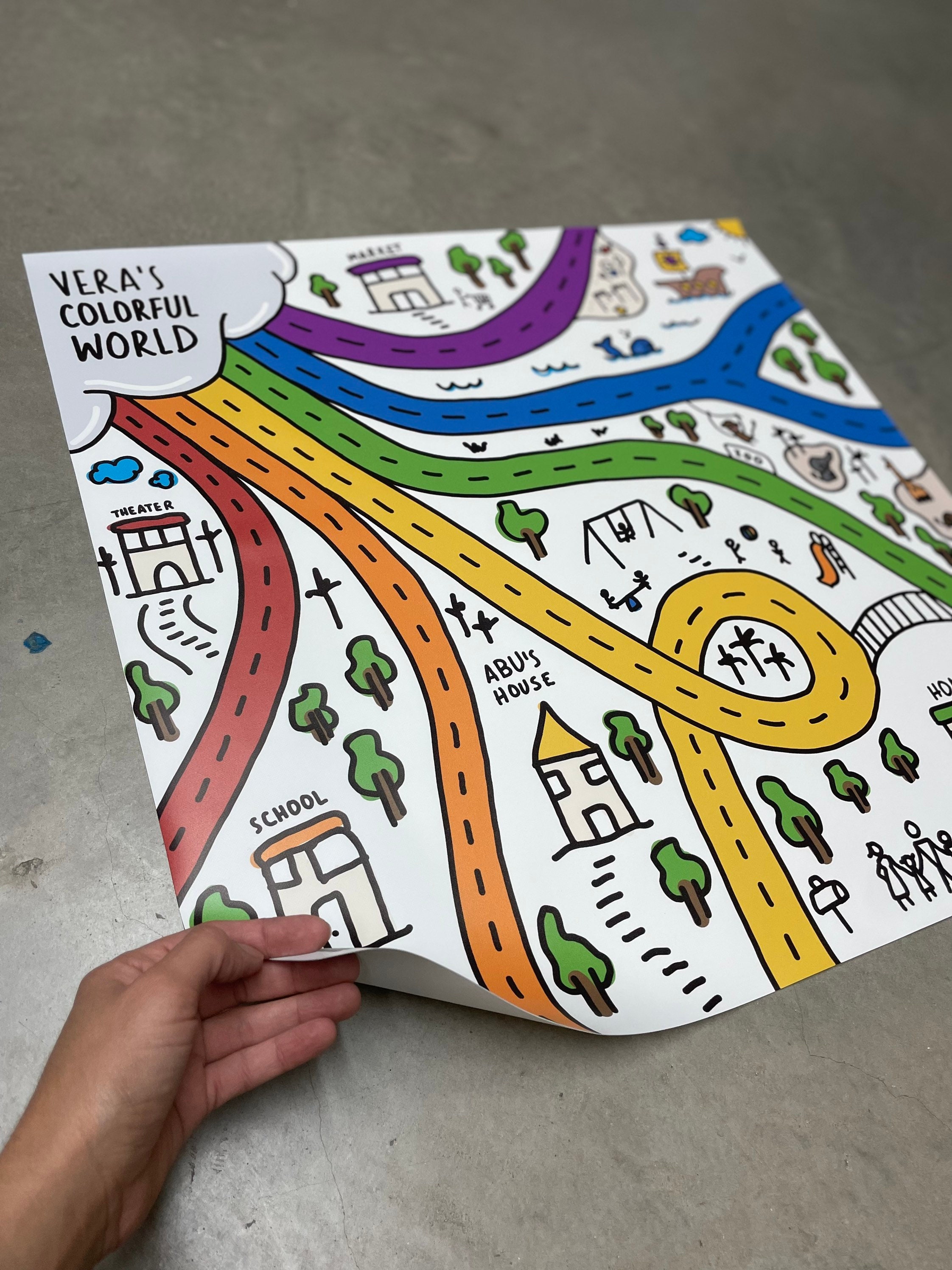 Personalized Colorful World Play Mat for Girls Rainbow City - Etsy