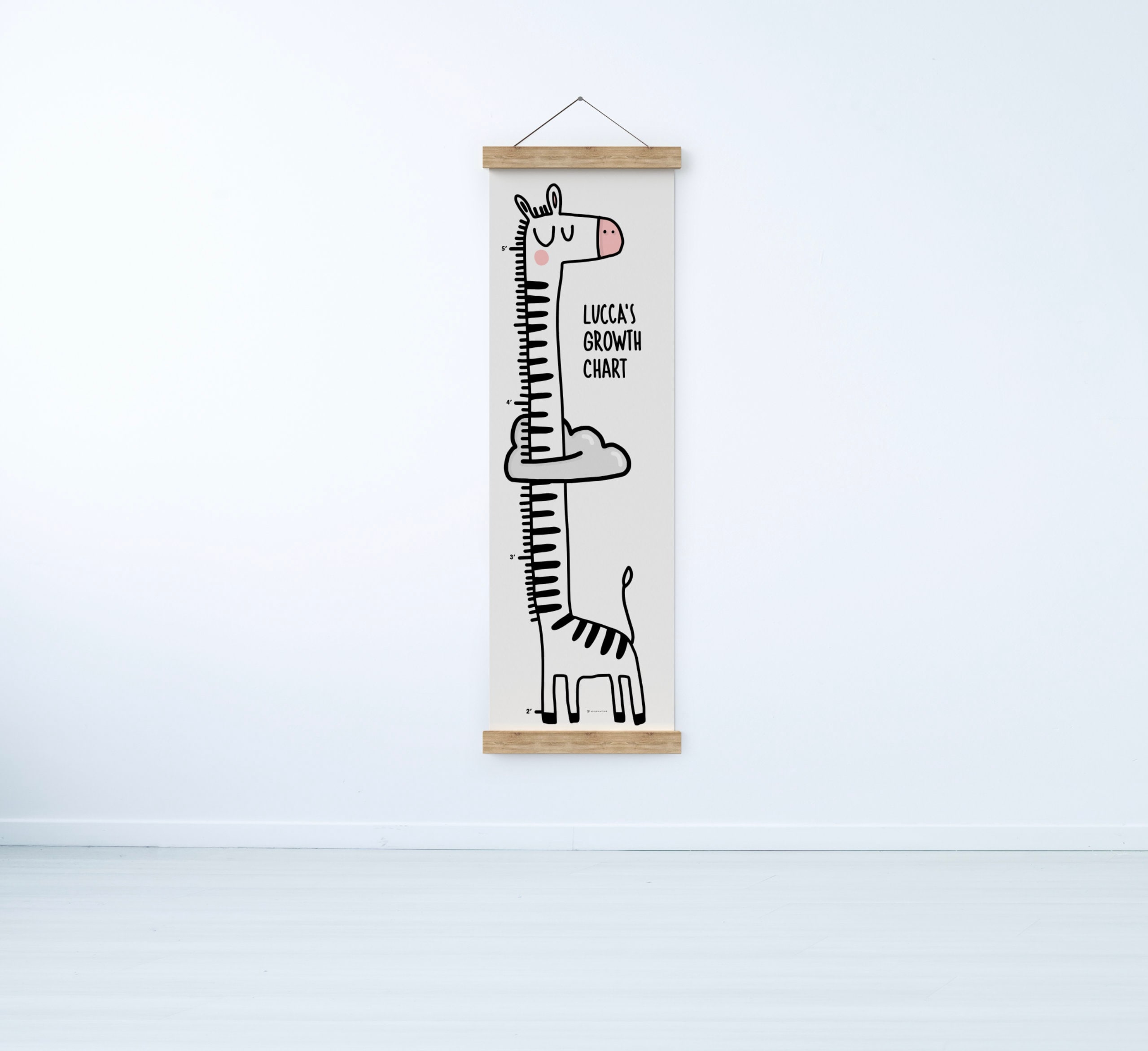 Zebra Growth Chart. Safari Animals Canvas Height Chart. - Etsy