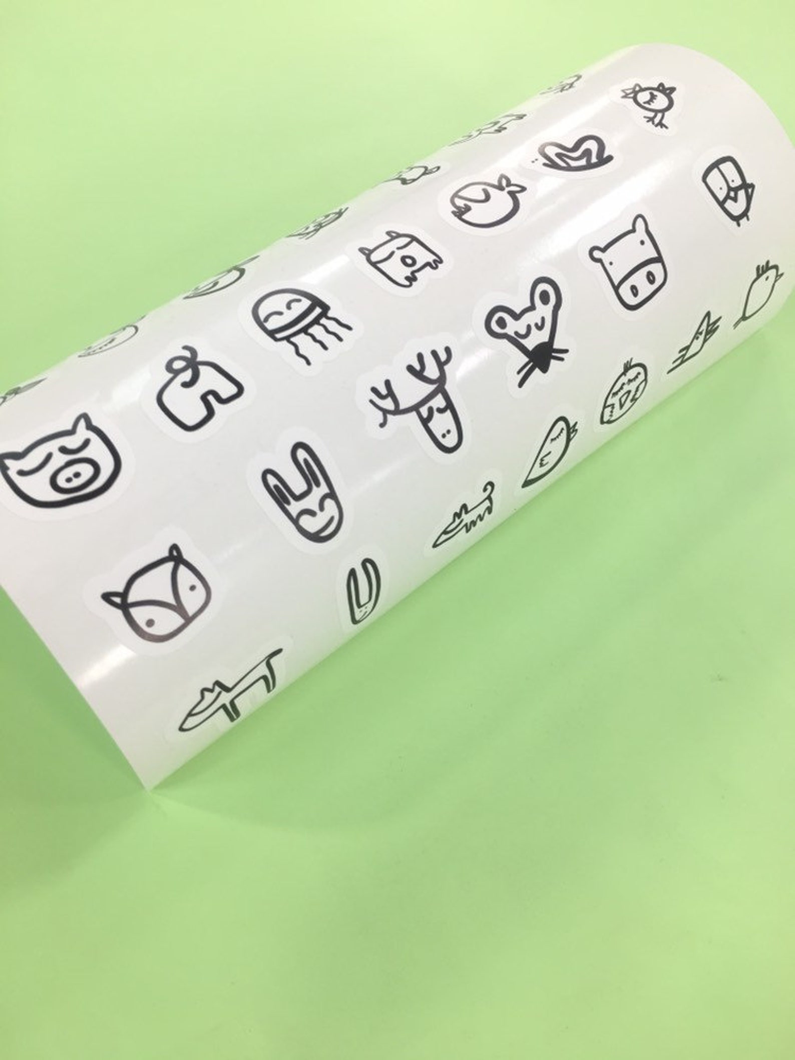 Animals Mini Doodle Stickers. Black and White. Bottle, Laptop and Car ...