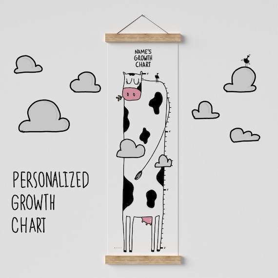Cow Growth Chart for Kids. Baby Farm Canvas Height Chart. | Etsy