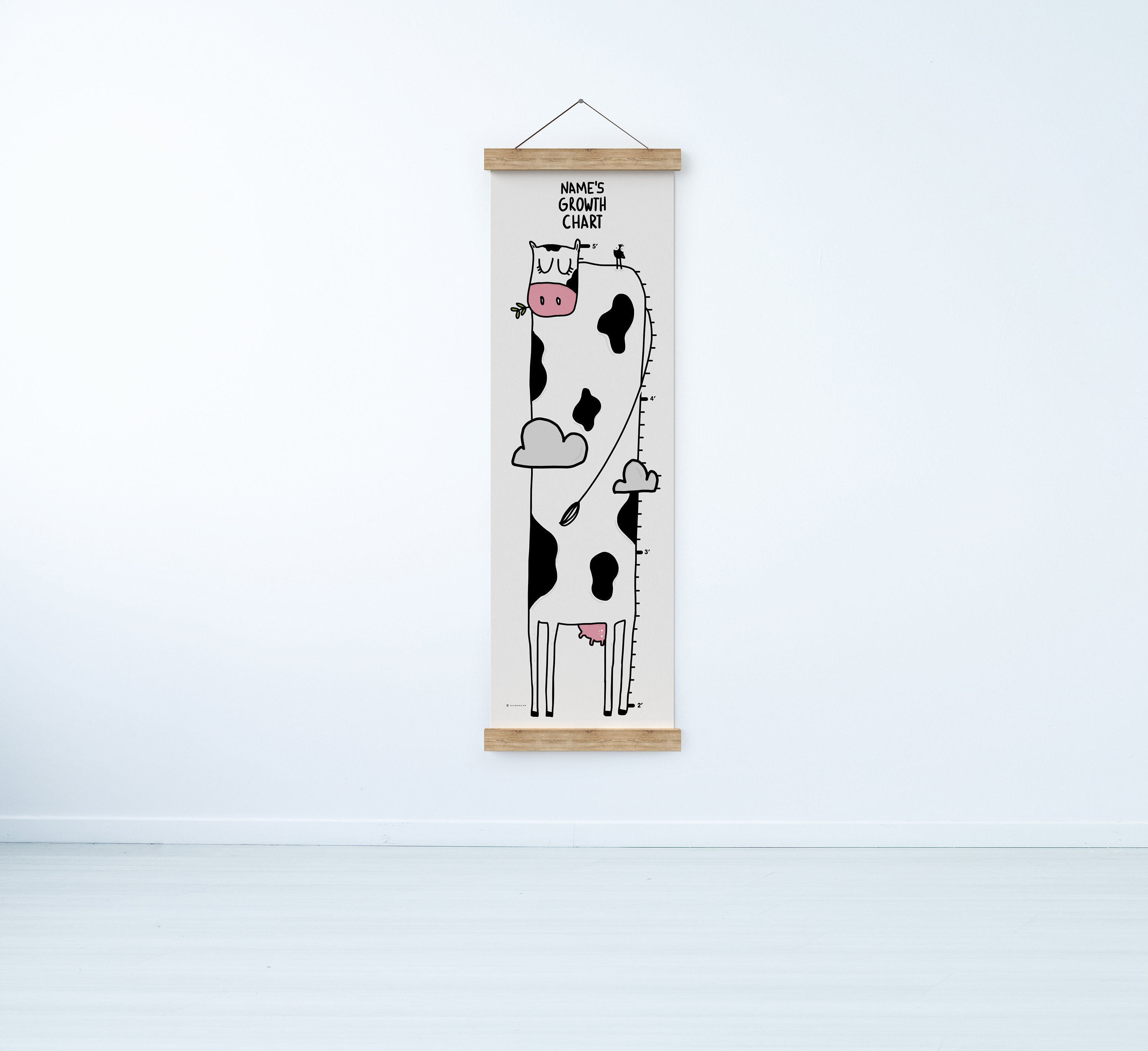 Cow Growth Chart for Kids. Baby Farm Canvas Height Chart. Animals Art ...