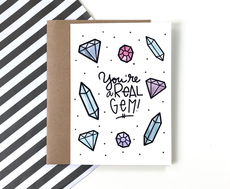 You're A Real Gem -just Because/thank You Greeting Card/8 X 10 Print - Etsy