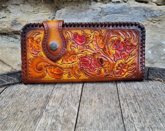 Leather Tooled Wallet - Etsy