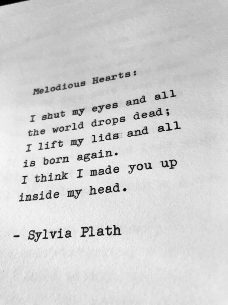 Sylvia Plath MELODIOUS HEARTS hand typed poem vintage | Etsy
