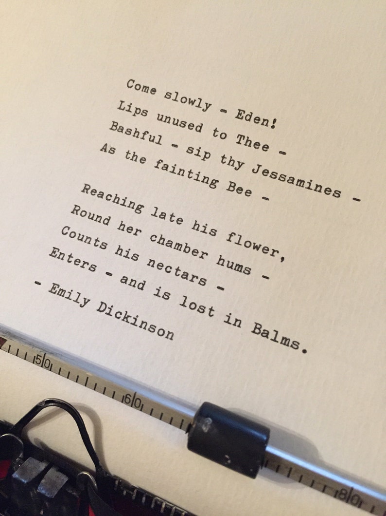 Emily Dickinson hand typed poem vintage typewriter quote lyric | Etsy