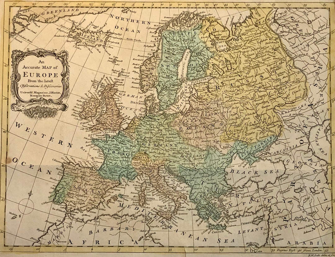 Vintage Map: Europe Circa 1757 Gift Geography Travel Atlas - Etsy