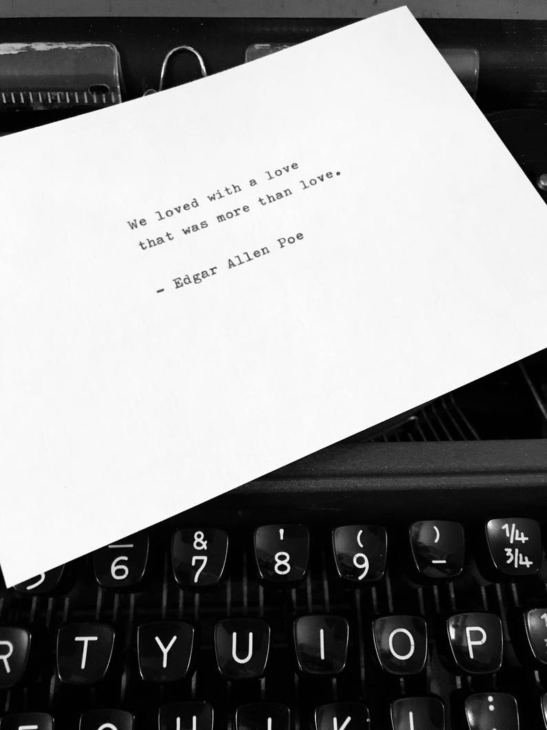 Edgar Allan Poe Hand Typed Quote Vintage Typewriter Valentines - Etsy