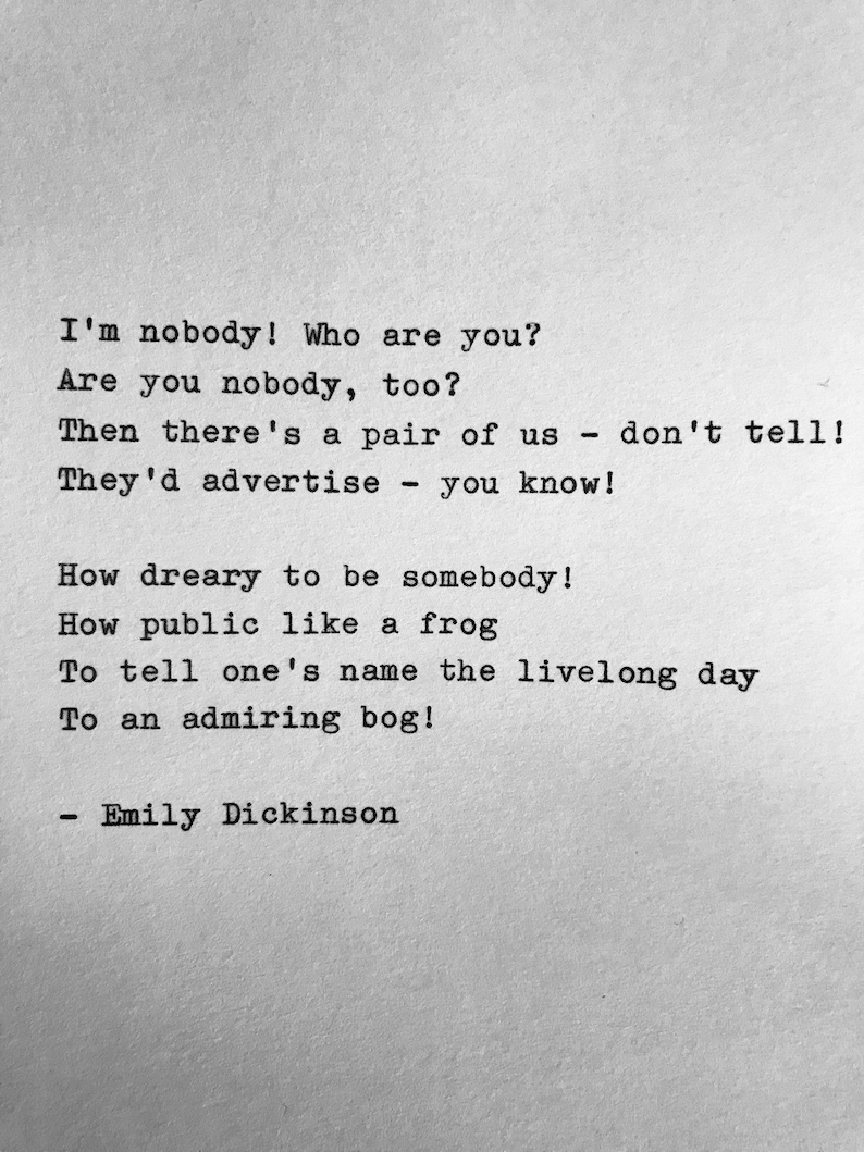 Emily Dickinson Hand Typed Poem Vintage Typewriter Quote Lyric Etsy