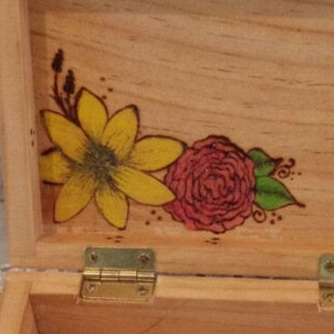 Wood Burned Hand Painted Keepsake Box - Etsy