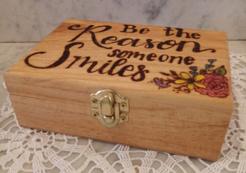 Wood Burned Hand Painted Keepsake Box - Etsy