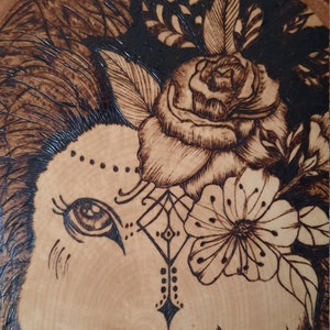 Wood Burned Boho Lion Head Wood Slab Sign - Etsy