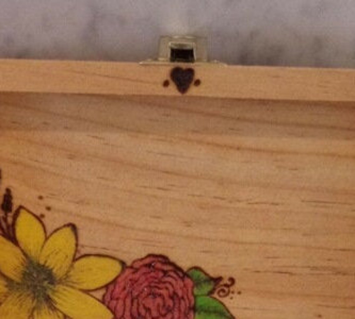 Wood Burned Hand Painted Keepsake Box - Etsy