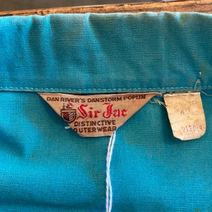 Vintage 1950s sir Jac Embroidered Diving Team Turquoise Cotton ...