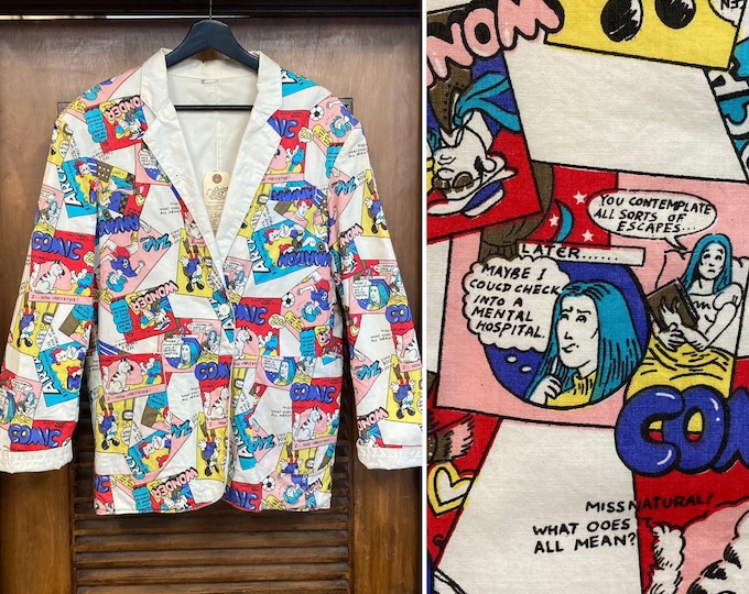 Vintage 1980s Comic Book Pop Art Cartoon New Wave Blazer Jacket, 80s ...