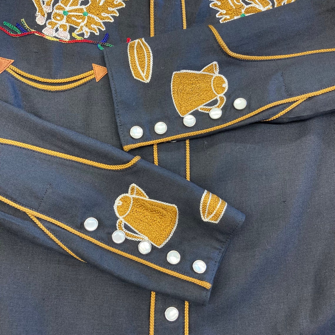 Vintage 1940’s “frontex” Jet Black Cowboy Western Amazing Embroidery ...