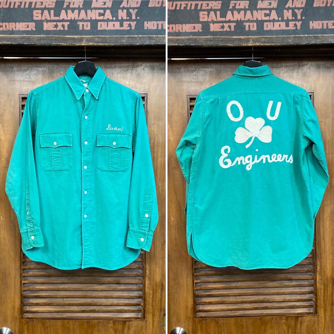 Vintage 1940s Amazing Clover Design Embroidery Cotton Workwear Shirt ...