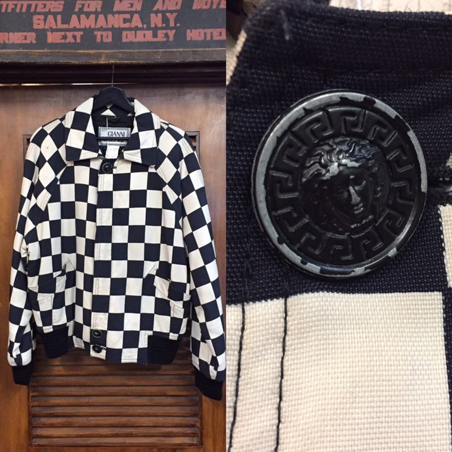 Vintage 1980s versace Label Checkerboard Jacket Gianni - Etsy