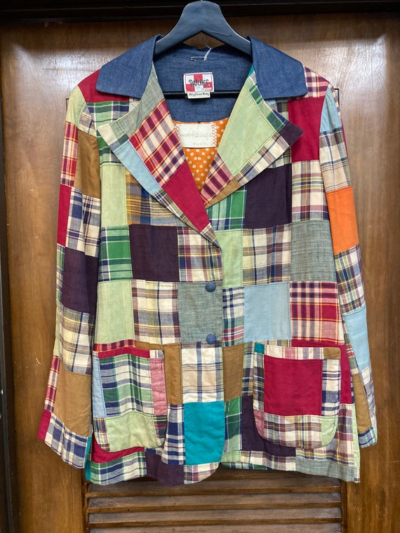 Vintage 1960’s Krazy Madras Plaid Mod Glam Patchwork … - Gem