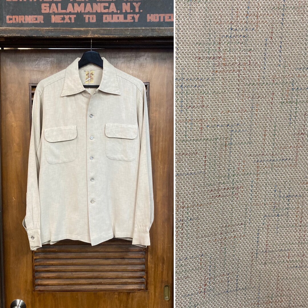 Vintage 1950s Atomic Fleck Rayon Flap Pocket Rockabilly Shirt, 50s Loop ...