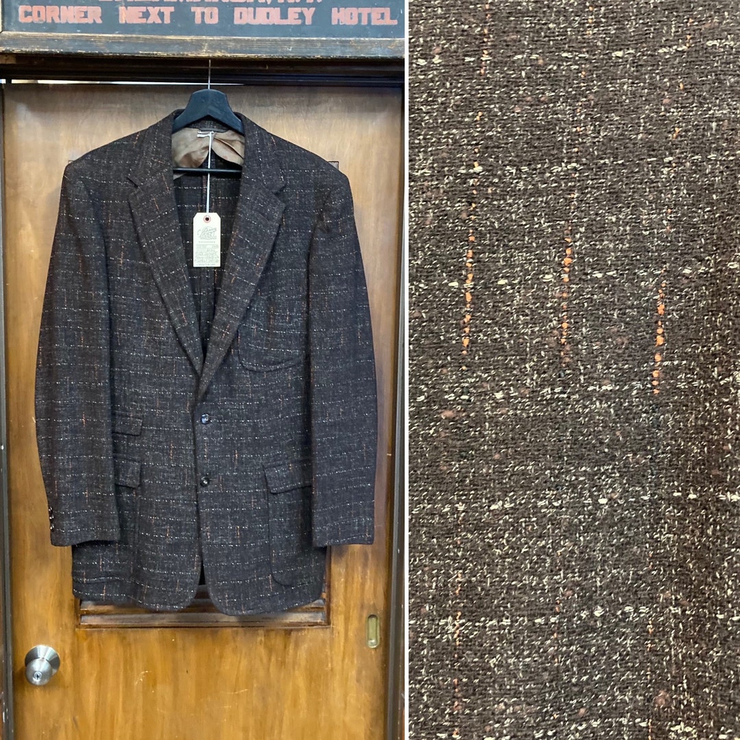 Vintage 1950’s Atomic Fleck Chocolate Brown X Orange Wool Rockabilly ...
