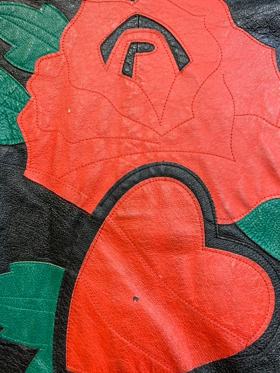 Vintage 1990's Michael Hoban Rose & Heart Leather Jac… - Gem