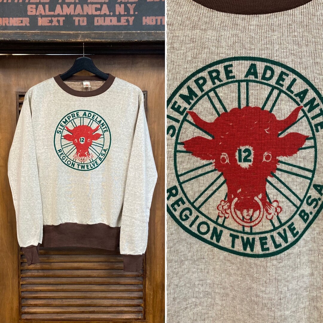 Vintage 1950’s Two-tone Boy Scouts BSA Cotton Knit Camp Sweatshirt, 50 ...