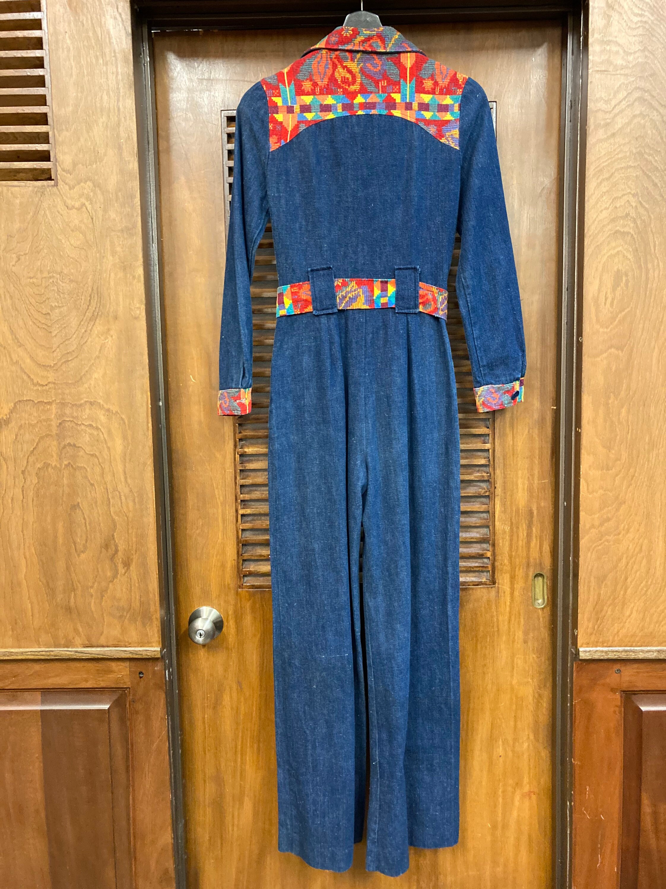Vintage 1970s Denim Woven Jumpsuit Vintage Jumpsuit Denim | Etsy