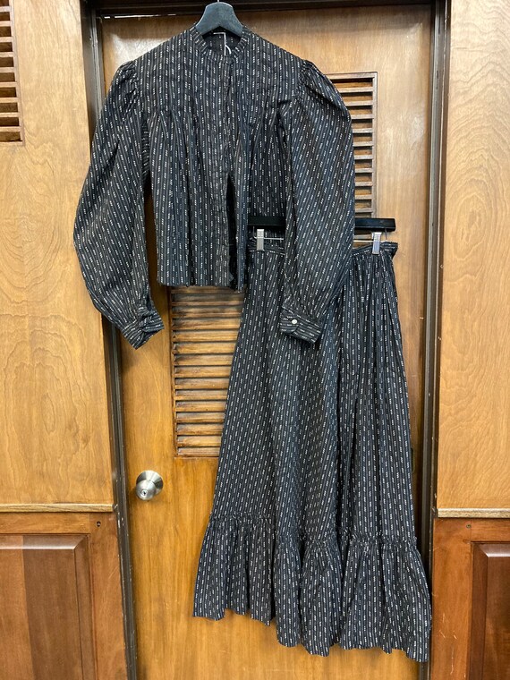 Vintage 1900's Antique Black Calico Workwear Cotton Two Vintage 1900's Antique Black Calico Workwear Cotton Two