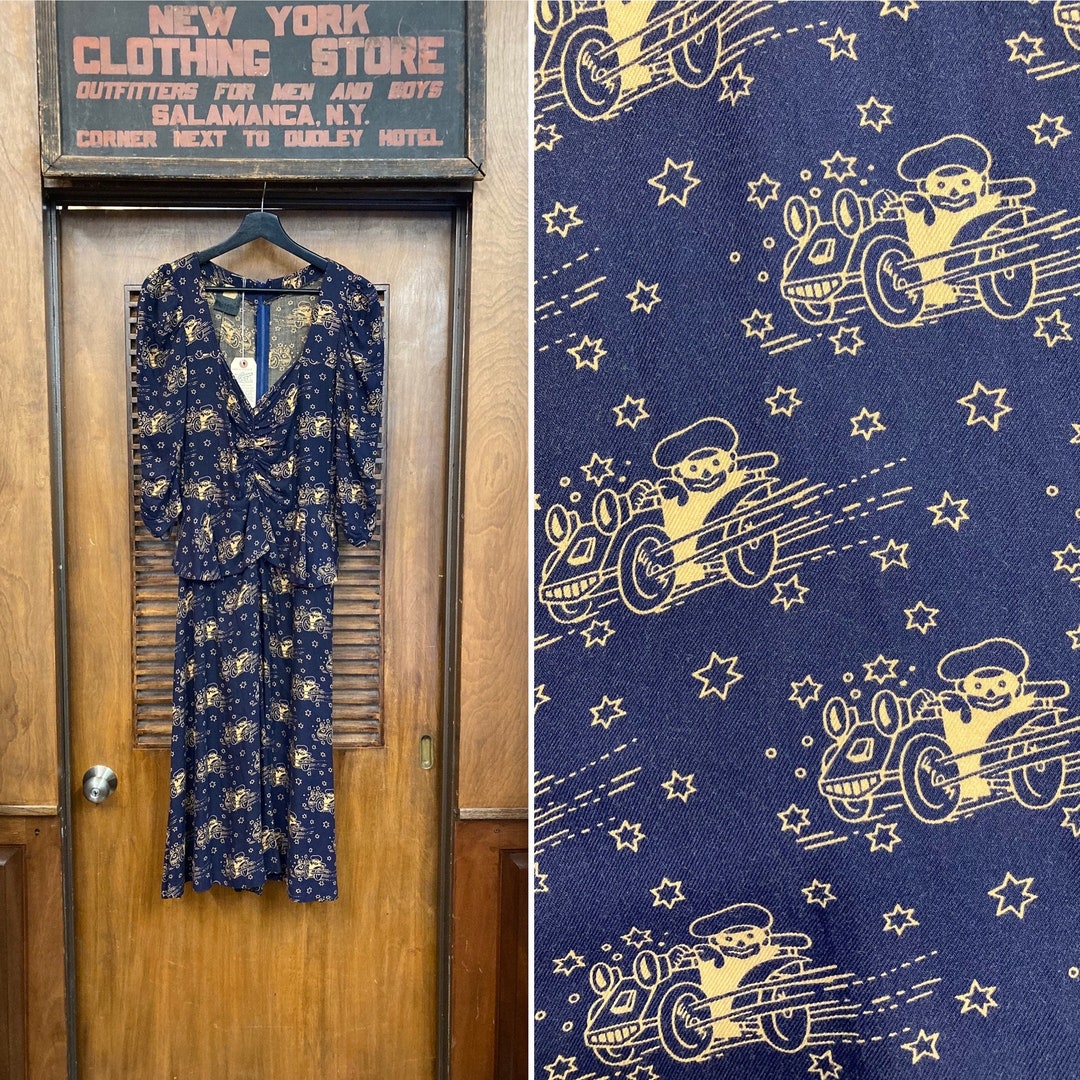 Vintage 1960’s Biba Designer Label Cartoon Racecar Scoop Neck Mod Glam ...