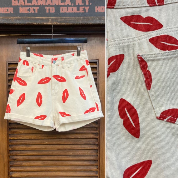Vintage 1980s Lipstick Lips Pop Art Denim New Wave Shorts | Etsy