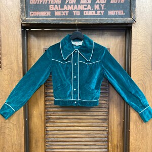 Vintage 1970s Green Velvet Mod Glam Adam & Eve Beaded Detail Cropped ...