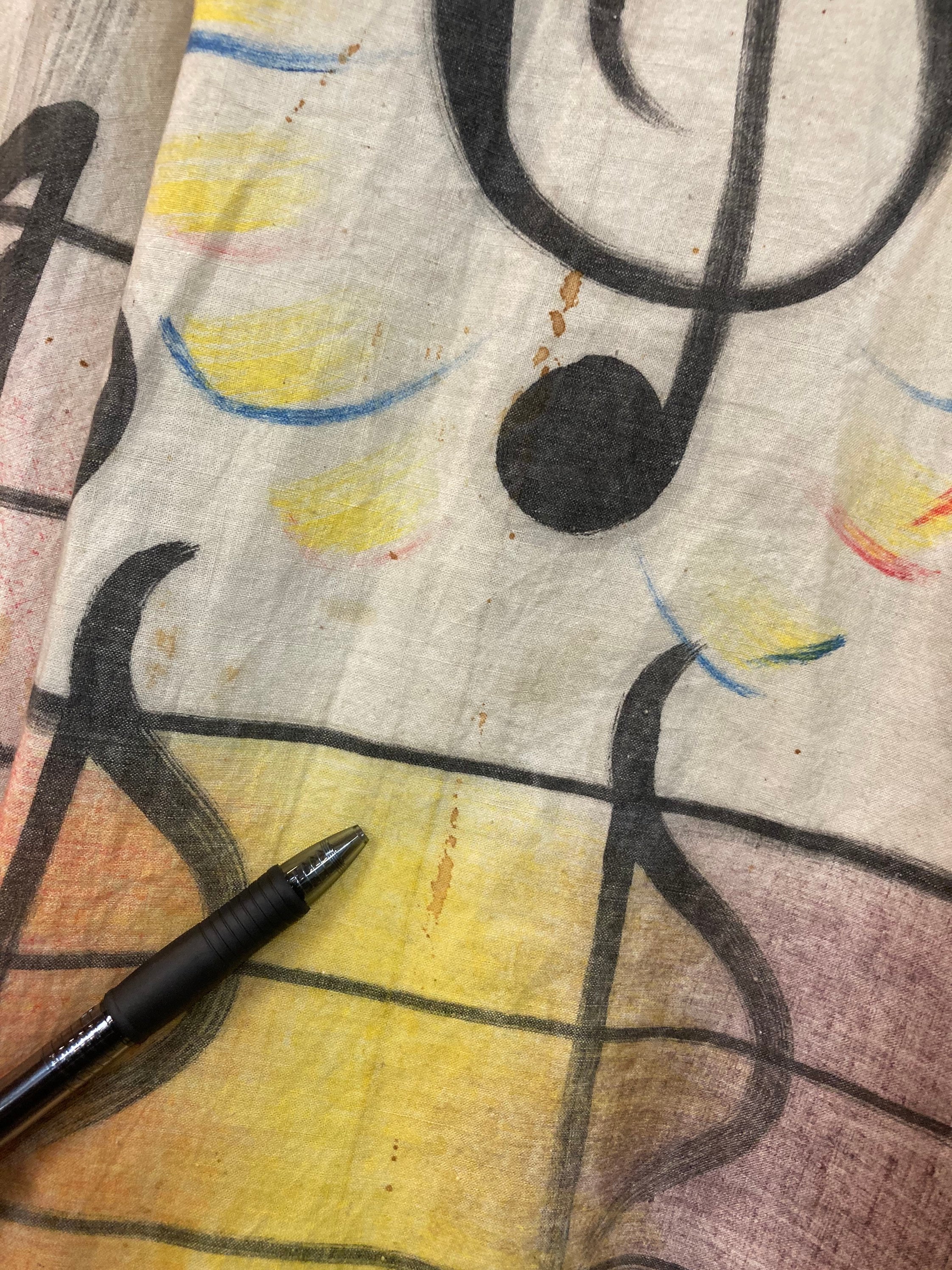 Vintage 1950s Atomic Music Note Hand Painted Cotton - Etsy