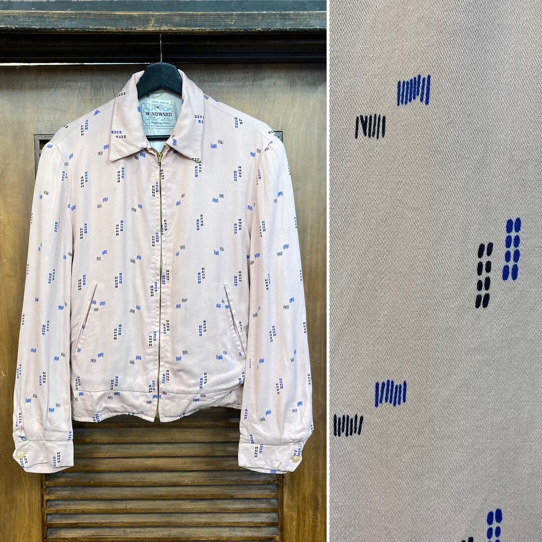 Vintage 1950s Pink Atomic Pattern Gabardine Rockabilly Jacket, 50s ...