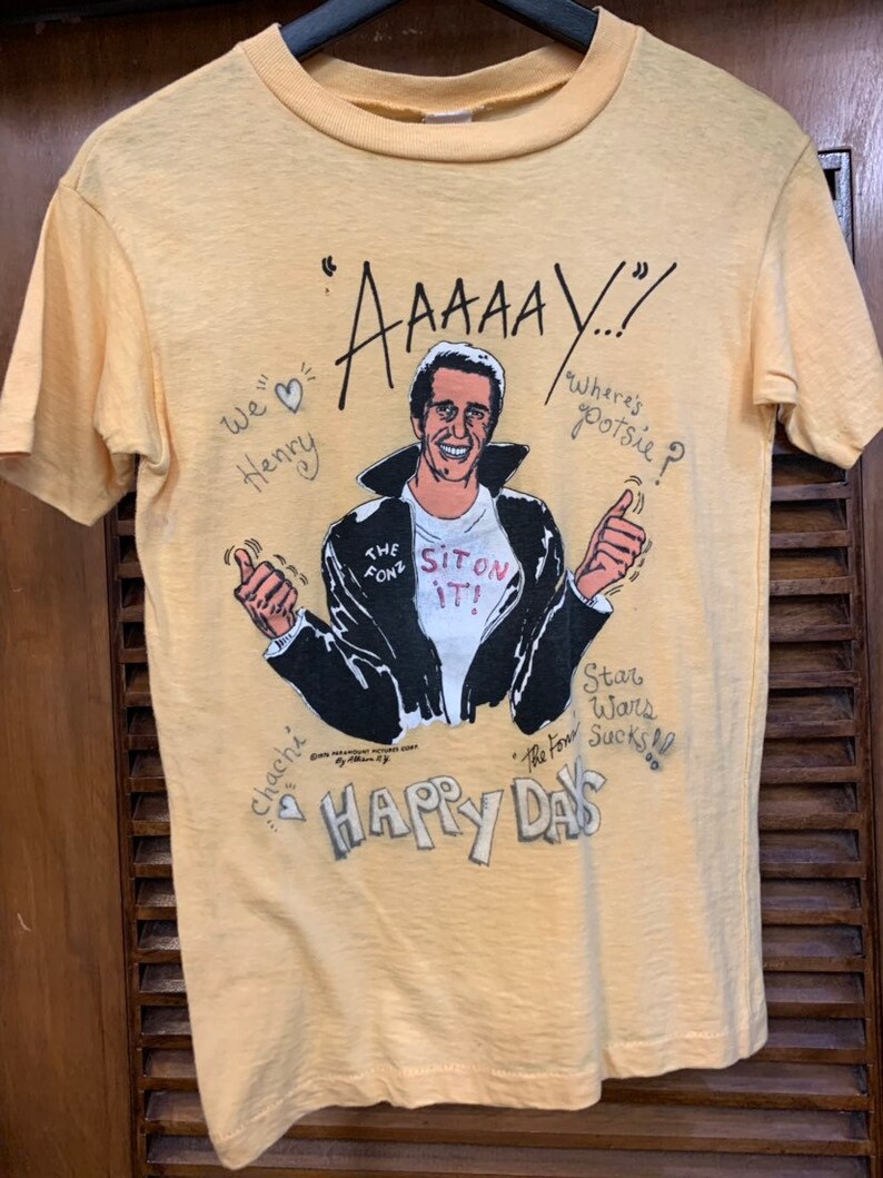 Vintage 1970's Happy Days / the Fonz Personalized Artwork Tee, Vintage ...
