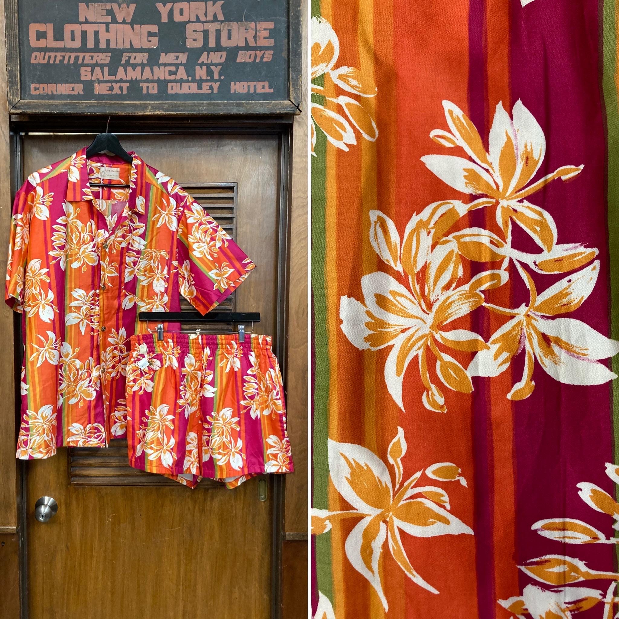 Vintage 1950’s Deadstock Atomic Floral Polished Cotton Two Piece Tiki ...