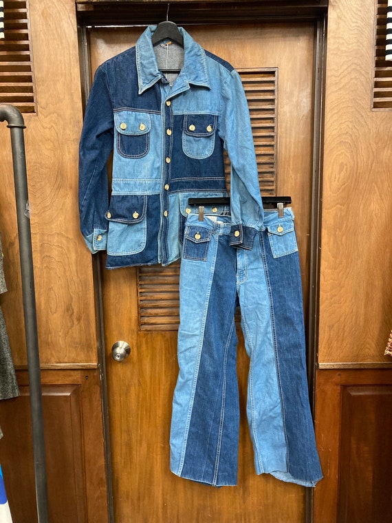 Vintage 1970’s Colorblock Denim Hippie Boho Disco Mod… - Gem