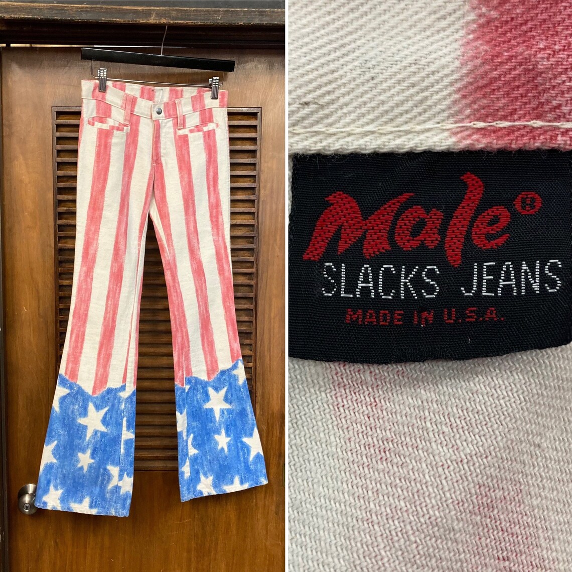 Vintage 1960’s Stars and Stripes Mod Hip Hugger Flare Hippie Denim ...