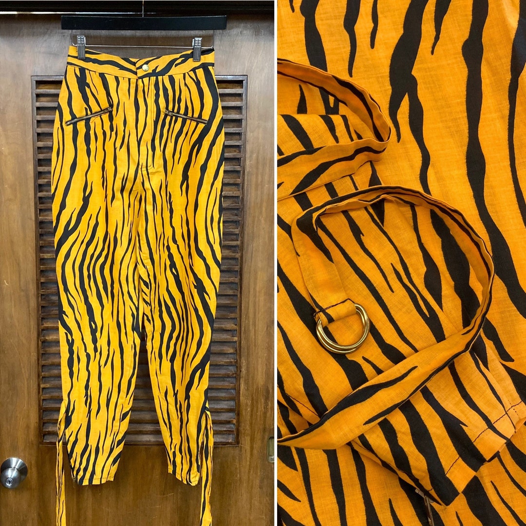 Vintage 1980s deadstock W26 Tiger Stripe New Wave Rocker Pants With ...