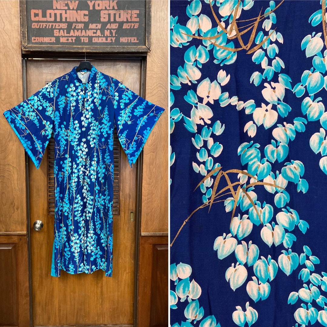 Vintage 1950’s Hawaiian Togs Cherry Blossom Rayon Pake Muu Tiki Batwing ...