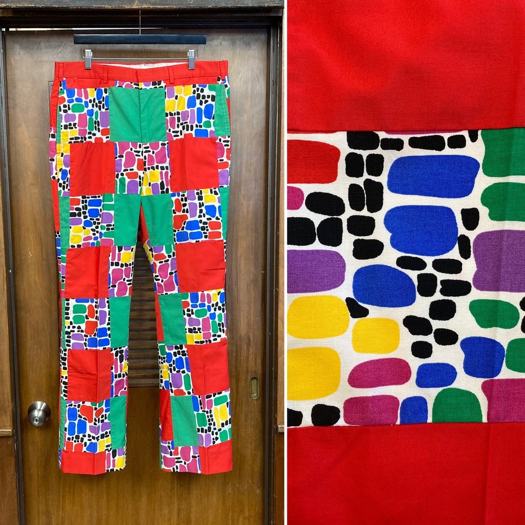 Vintage 1960’s W37 Krazy Patchwork Pop Art Mod Hippie Pants Trousers ...