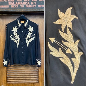 Vintage 1950’s Jet Black “ranch-maid” Cowboy Western Rayon Gab ...