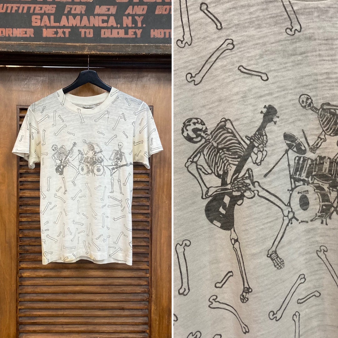 Vintage 1980’s Skeleton Bones Rock Band “bonz 1983” AOP All Over Print ...