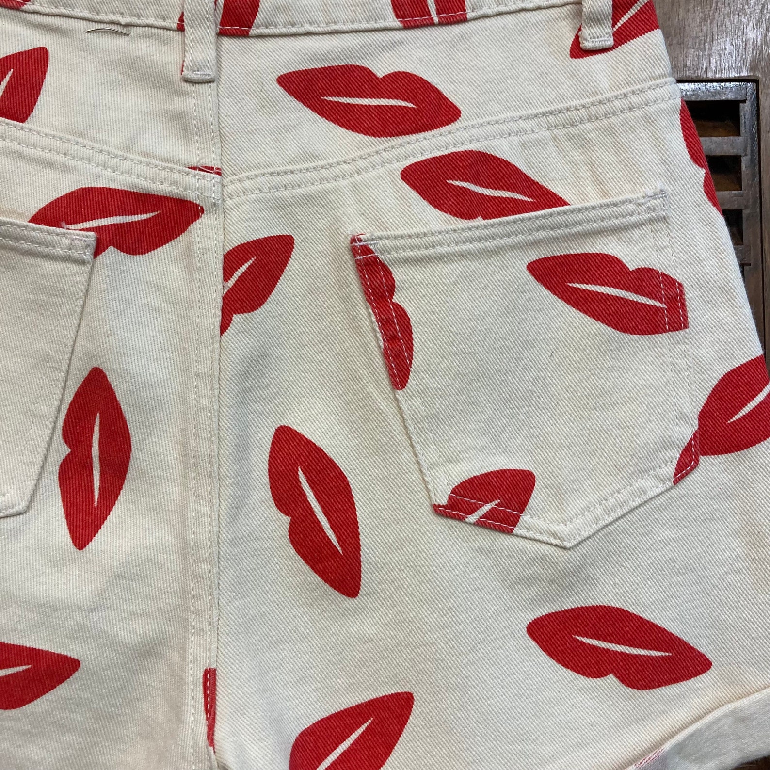 Vintage 1980’s Lipstick Lips Pop Art Denim New Wave Shorts, 80’s New ...
