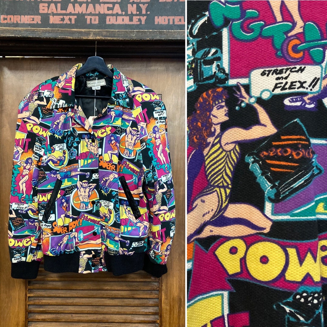 Vintage 1990s Comic Book Fitness Gym Pop Art Jacket 90s - Etsy