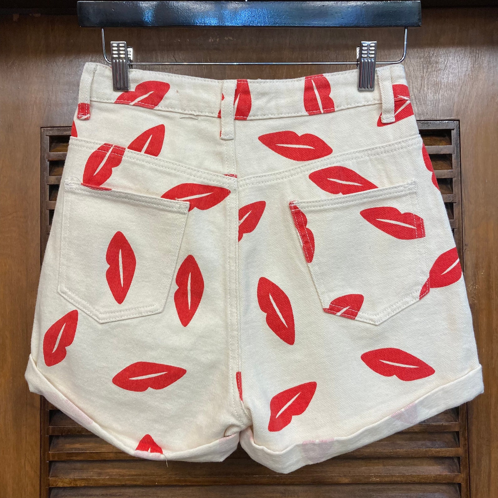 Vintage 1980s Lipstick Lips Pop Art Denim New Wave Shorts | Etsy