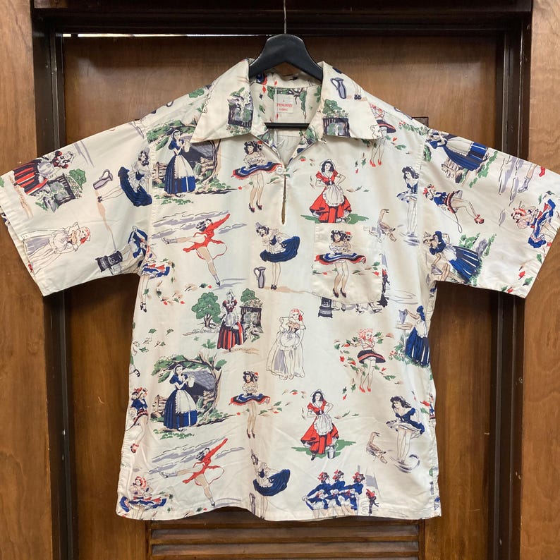 Vintage 1950’s Pin-up Girl Atomic Print Cotton Pullover Rockabilly ...