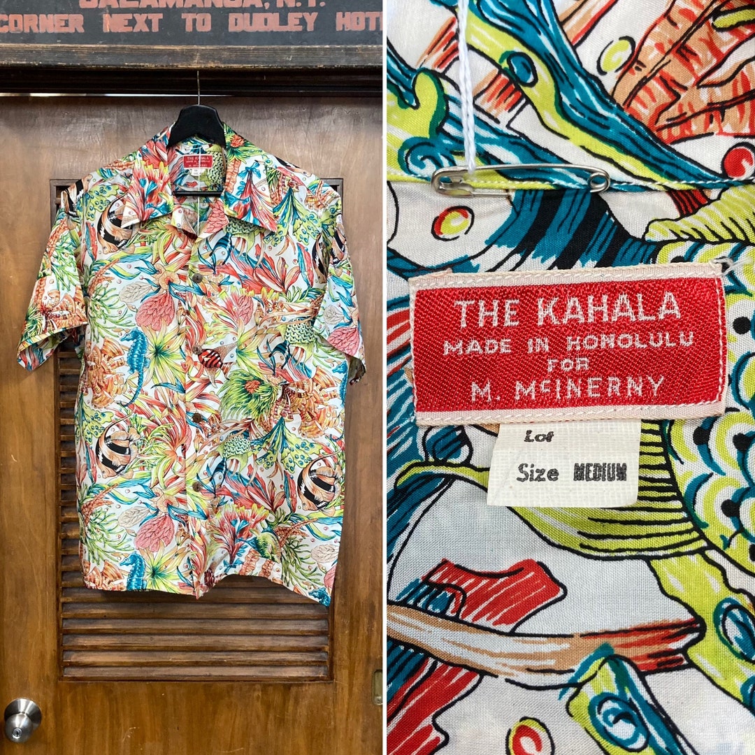 Vintage 1950’s “kahala” Underwater Fish Silk Hawaiian Shirt -deadstock ...